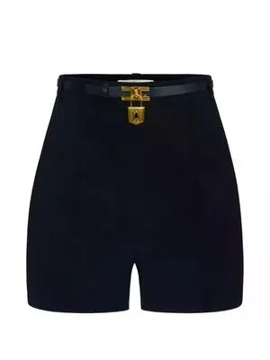 Elisabetta Franchi Shorts In Lightweight Crêpe Fabric With Belt - Blue