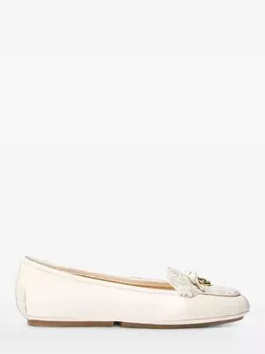 Michael Kors Leather Moccasins With Exclusive Wendy Logo - Neutrals