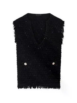 Liu Jo Fringed Detail Waistcoat - Black