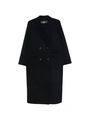 LUISA CERANO Double-breasted Notched-lapels Coat - Black