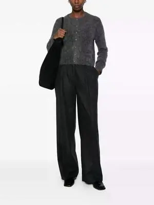 Soft Goat Brushed-finish Button-up Cardigan - Grey