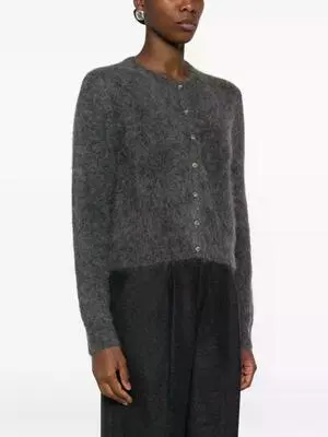 Soft Goat Brushed-finish Button-up Cardigan