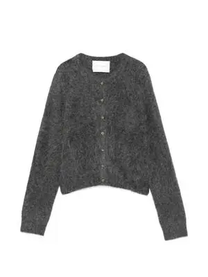 Soft Goat Brushed-finish Button-up Cardigan - Grey