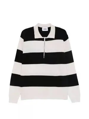 Alpha Studio Striped Quarter-zip Sweater