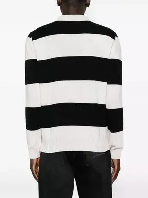 Alpha Studio Striped Quarter-zip Sweater