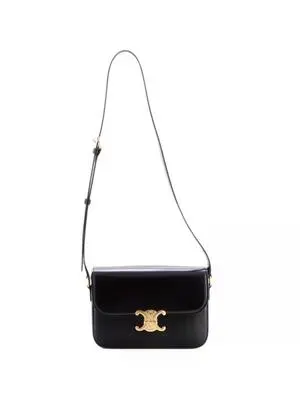 Celine Triomphe Shoulder Bag Smooth Calfskin Medium Crossbody Bag - Black