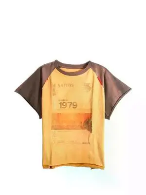 SAITOS Graphic-print Raglan-sleeve T-shirt - Yellow