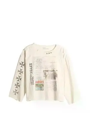 SAITOS Graphic-print Long-sleeve T-shirt - Neutrals