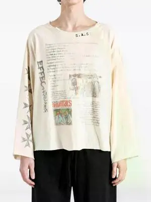 SAITOS Graphic-print Long-sleeve T-shirt - Neutrals