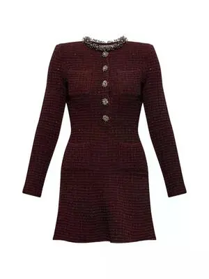 SELF-PORTRAIT Embellished Boucle Mini Dress - Red