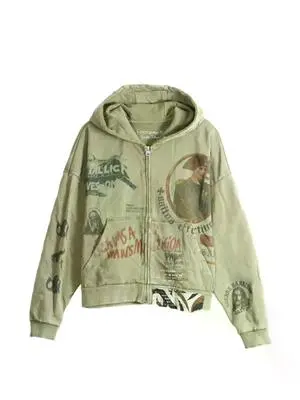 SAITOS Ghost Image Distressed Zip-up Hoodie - Green