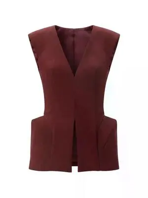 GEMY MAALOUF V-neck Peplum Top - Red