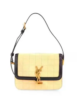Saint Laurent Solferino Bag Quilted Suede Small Shoulder Bag - Neutrals