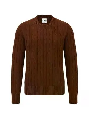 ANDRÈ MAURICE Cable-knit Crew-neck Sweater - Brown