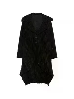 RUNDHOLZ Pinstripe-pattern Raw-edge Coat - Black