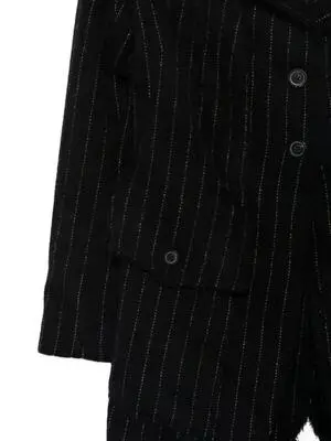 RUNDHOLZ Pinstripe-pattern Raw-edge Coat