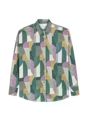 FAVORITE PEOPLE Cratons Geometric-pattern Long-sleeves Shirt - Green