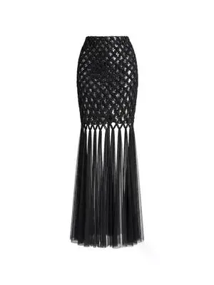 GEMY MAALOUF Sequin-embellished Crochet-tulle Skirt - Black