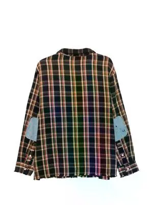 FOUND Check-print Denim-patch Shirt