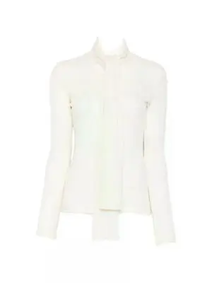 TOTEME Ribbed Bow Blouse - Neutrals