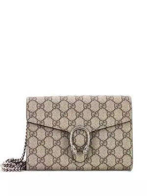 Gucci Dionysus Chain Wallet Gg Coated Canvas Small Crossbody Bag - Brown