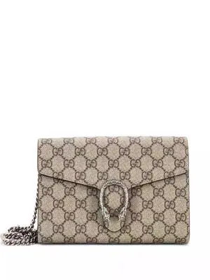 Gucci Dionysus Chain Wallet Gg Coated Canvas Small Crossbody Bag - Brown