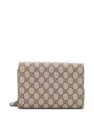 Gucci Dionysus Chain Wallet Gg Coated Canvas Small Crossbody Bag - Brown
