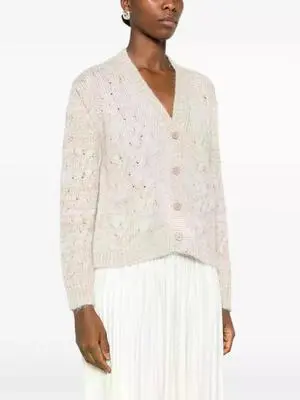 Fabiana Filippi Cable-knit Sequin-embellished Cardigan - Neutrals