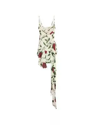 Blumarine Rose-print Draped Mini Dress - Neutrals