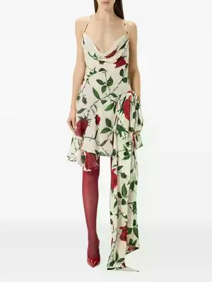 Blumarine Rose-print Draped Mini Dress
