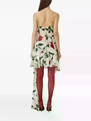 Blumarine Rose-print Draped Mini Dress