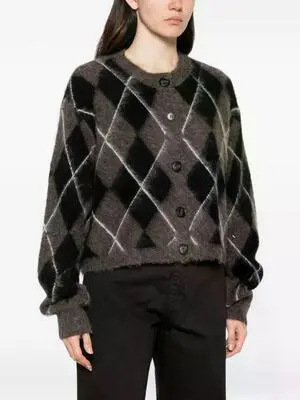 GESTUZ Argyle-knit Alpaca Cardigan