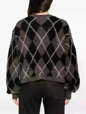 GESTUZ Argyle-knit Alpaca Cardigan