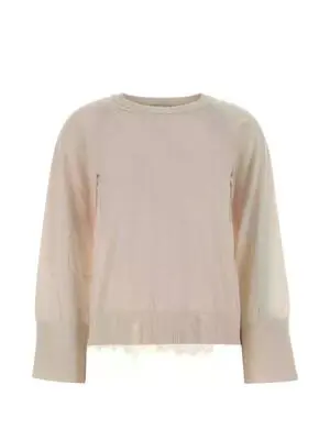 Blumarine Lace-trim Long-sleeve Sweater - Neutrals