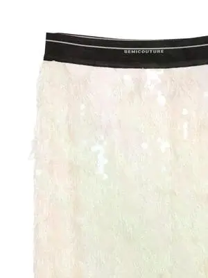 SEMICOUTURE Midi Sequin-embellished Fringed Skirt