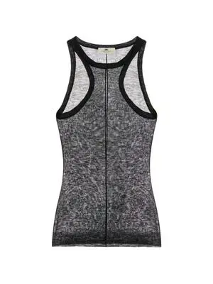 Elisabetta Franchi Wool Top With Ribbing - Black