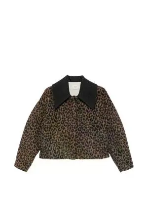 ALYSI Leopard-print Wool Jacket - Brown