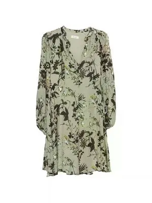 Marc O'polo Floral-print Ruffled Mini Dress - Green