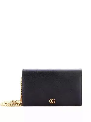 Gucci Petite Gg Marmont Chain Wallet Leather Mini Crossbody Bag - Black