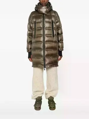 Moncler Quilted Hooded Coat - Brown