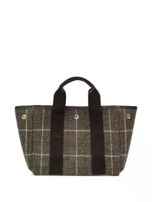 Rue De Verneuil Traversée Check Wool-blend Tote Bag - Brown