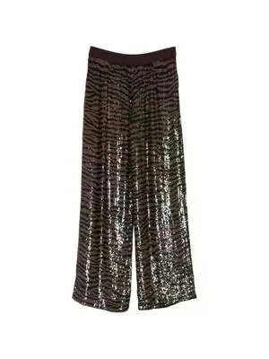 P.a.r.o.s.h Rebra Sequin-embellished Zebra-print Trousers - Brown
