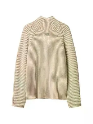 Maison Kitsuné Ribbed-knit High-neck Sweater - Neutrals