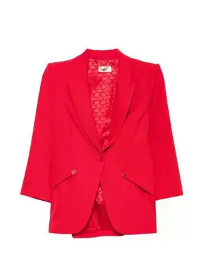 Elisabetta Franchi Logo-plaque Blazer And Straight-leg Trousers Suit - Red