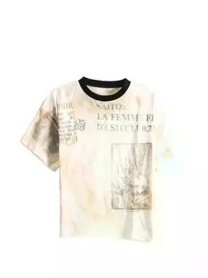 SAITOS Fin De Siecle Graphic-print Crew-neck T-shirt - Neutrals