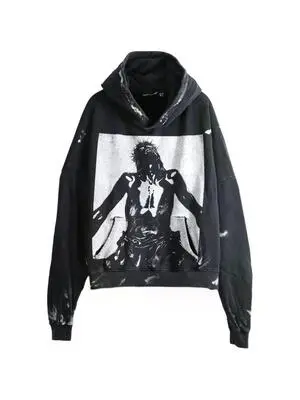 HELLSTAR Reverse Mercy Graphic-print Distressed Hoodie - Black