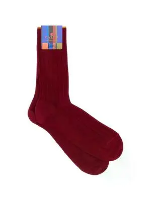 GALLO Ribbed-knit Socks - Red