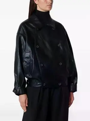 Source Unknown Double-breasted Faux-leather Jacket - Black