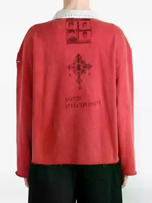 SAITOS Starman Quarter-zip Distressed Polo Shirt