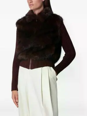 Source Unknown Faux-fur Panelled Ribbed Jacket - Brown